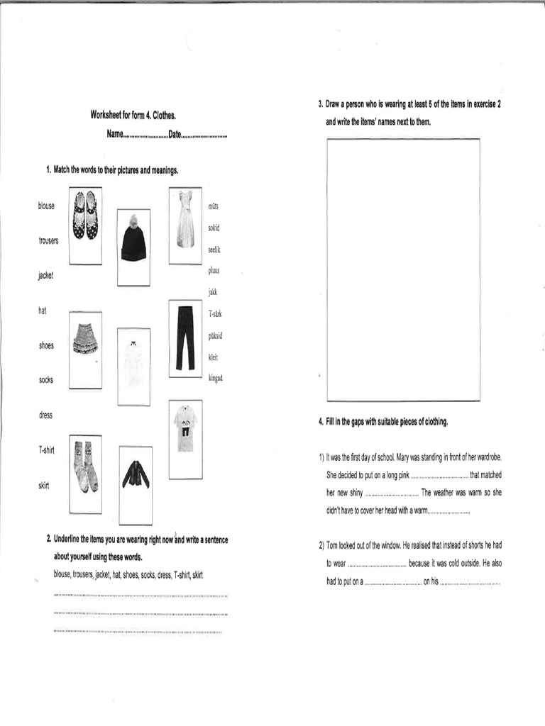 Clothes Worksheet | PDF | Dress Codes | Human Body
