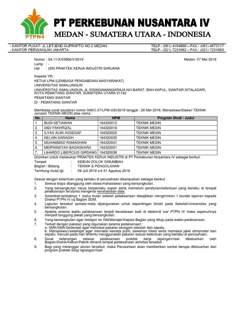 Surat-Izin-ptpn IV | PDF