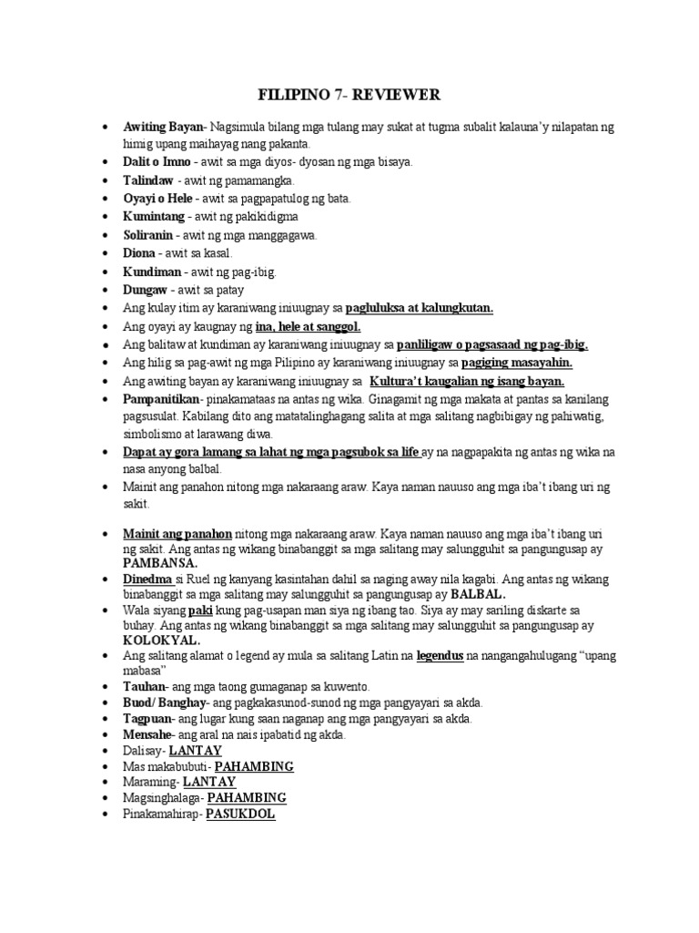 Grade 7-Reviewer | PDF