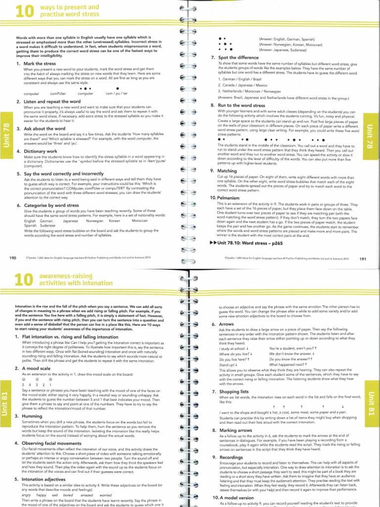Activities For Word Stress Intonation and Connected Speech | PDF ...