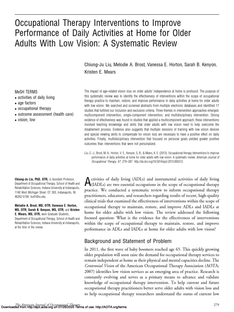 Occupational Therapy Interventions To Improve PDF | PDF | Occupational ...