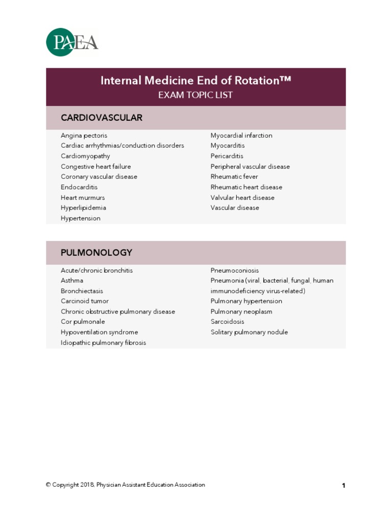 Internal Medicine Topic List 20180608 | PDF | Myocardial Infarction ...