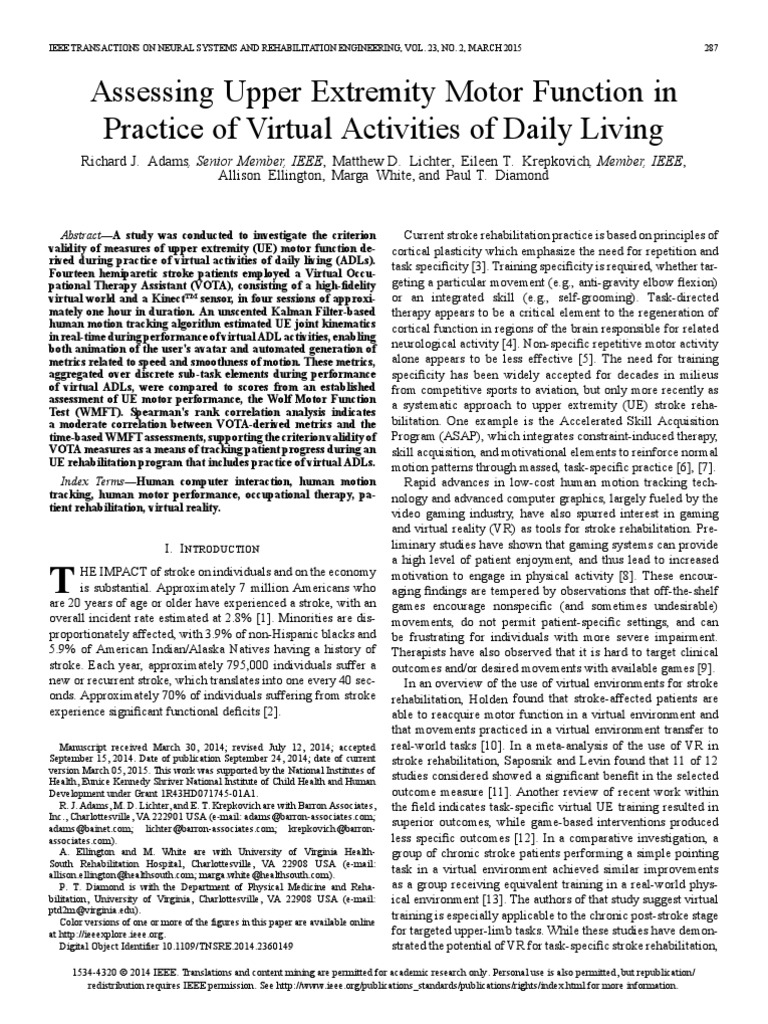 Adams 2015 Assessing Upper Extremity Motor Fun | PDF | Anatomical Terms ...