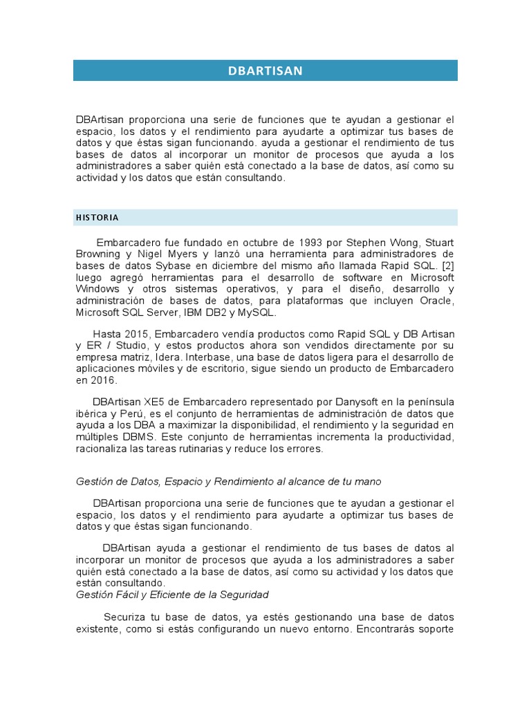 DBARTISAN y SQLMANAGER | PDF | SQL | Servidor SQL de Microsoft