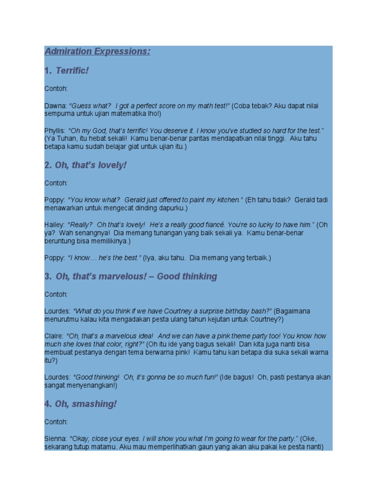 Admiration Expressions | PDF