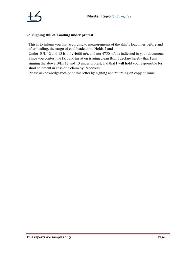 Signing Bill of Loading Under Protest | PDF | Finance & Money ...
