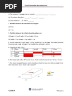 Worksheet On Volume of A Cube and Cuboid | PDF | Length | Volume