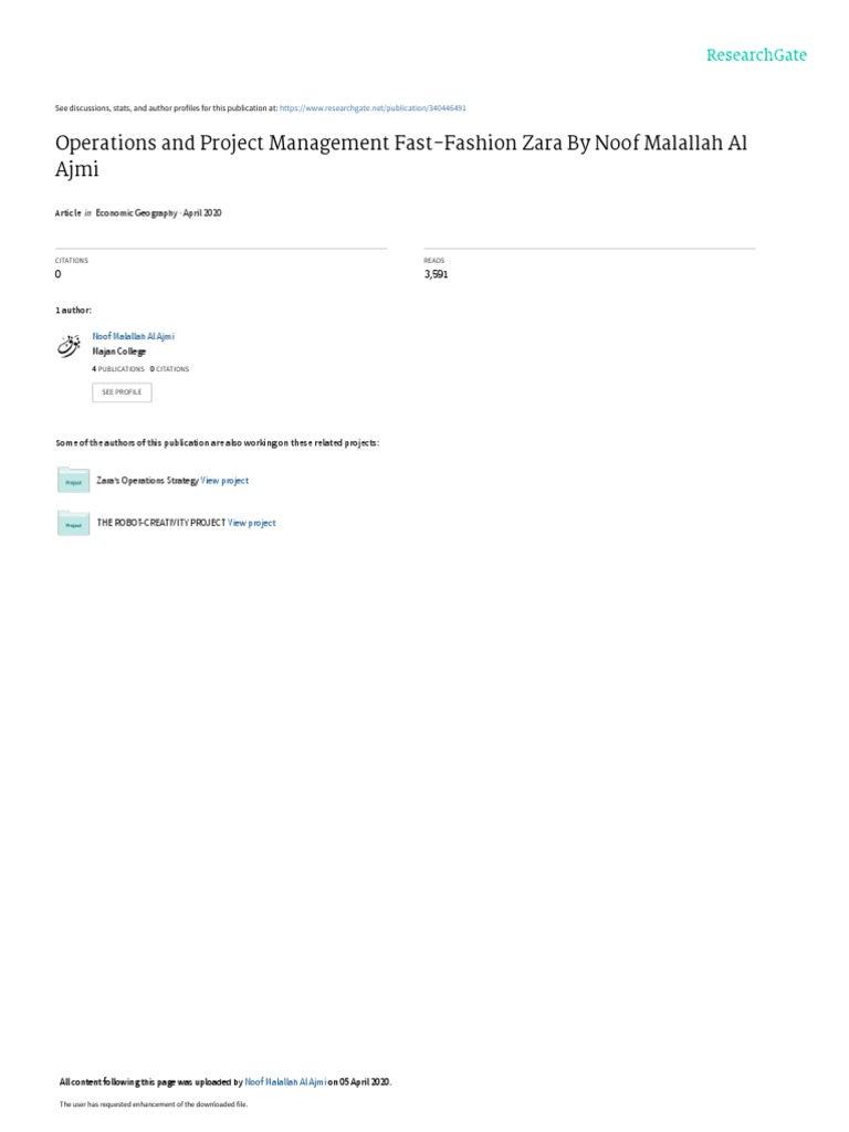 Operations and Project Management Fast-Fashion Zara by Noof Malallah Al ...