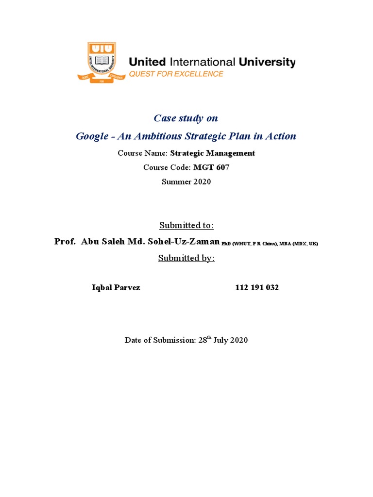 MGT 607 (A) - Google Case Study - Summer 2020 | PDF | Competition Law ...