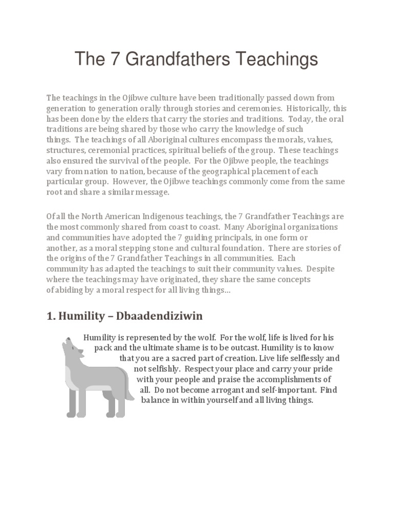 The 7 Grandfathers Teachings | PDF | Courage | Ojibwe