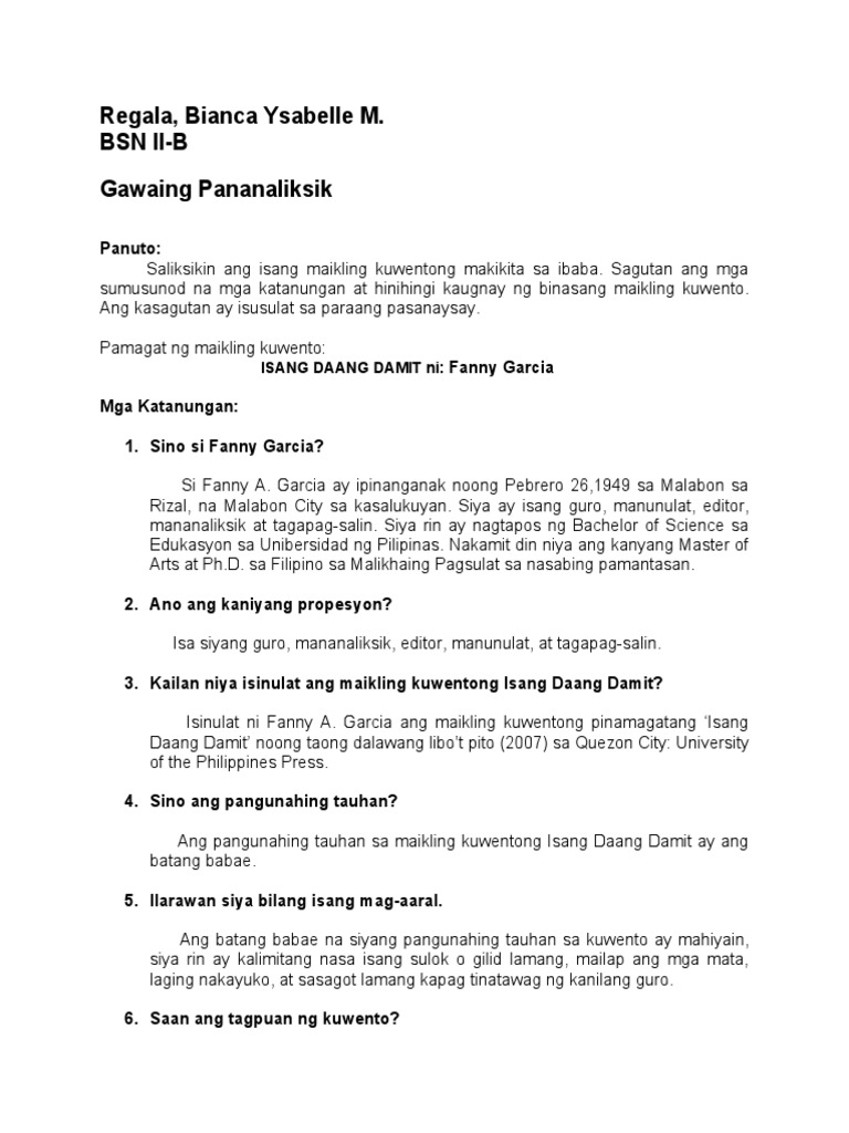 'Isang Daang Damit' Gawaing Pananaliksik | PDF
