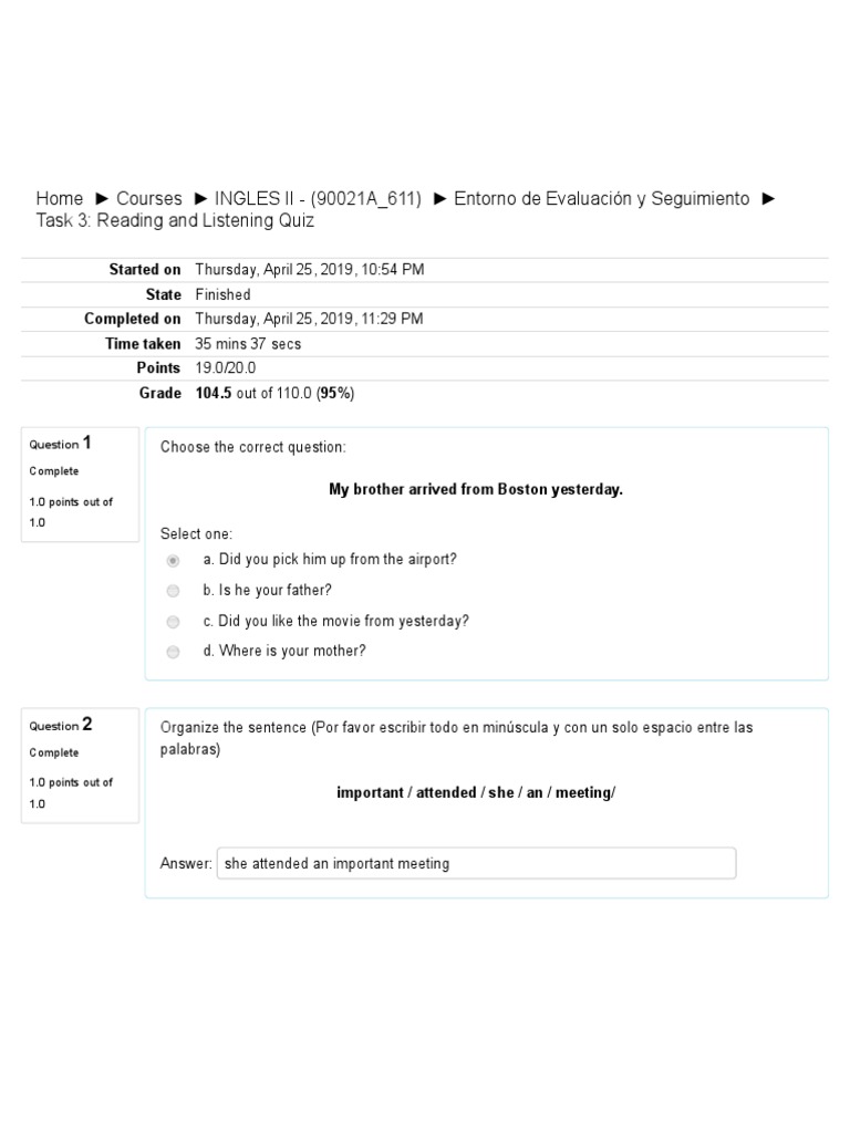 Task 3 - Reading and Listening Quiz0 | PDF | Giant Panda | Twin