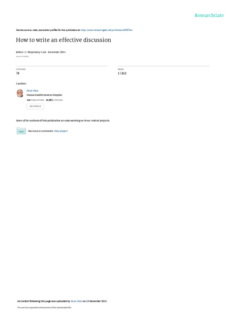 How To Write An Effective Discussion PDF | PDF | Experiment | Medicine