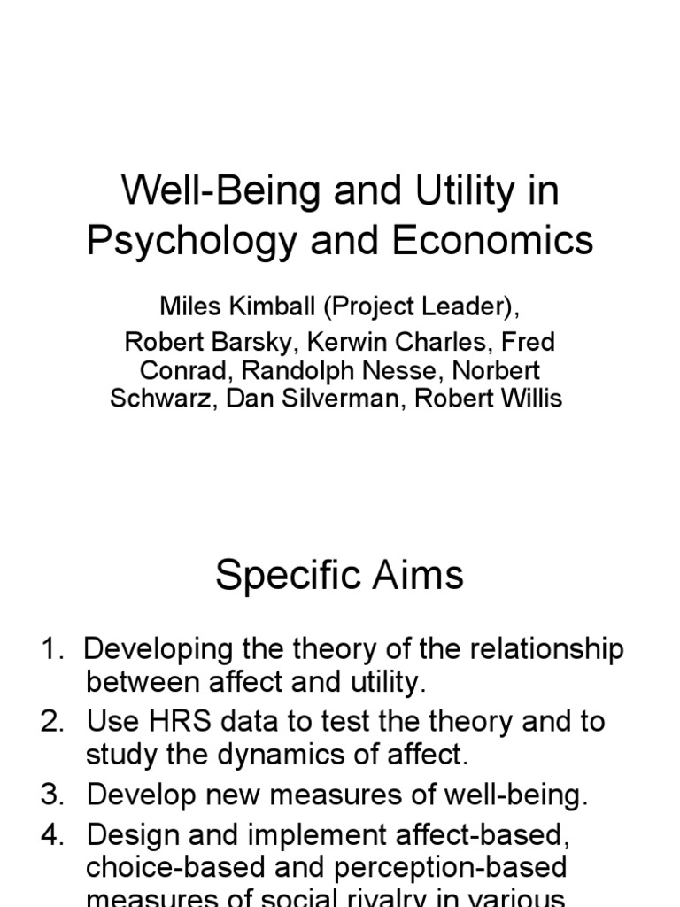 Well-Being and Utility in Psychology and Economics | PDF | Happiness ...