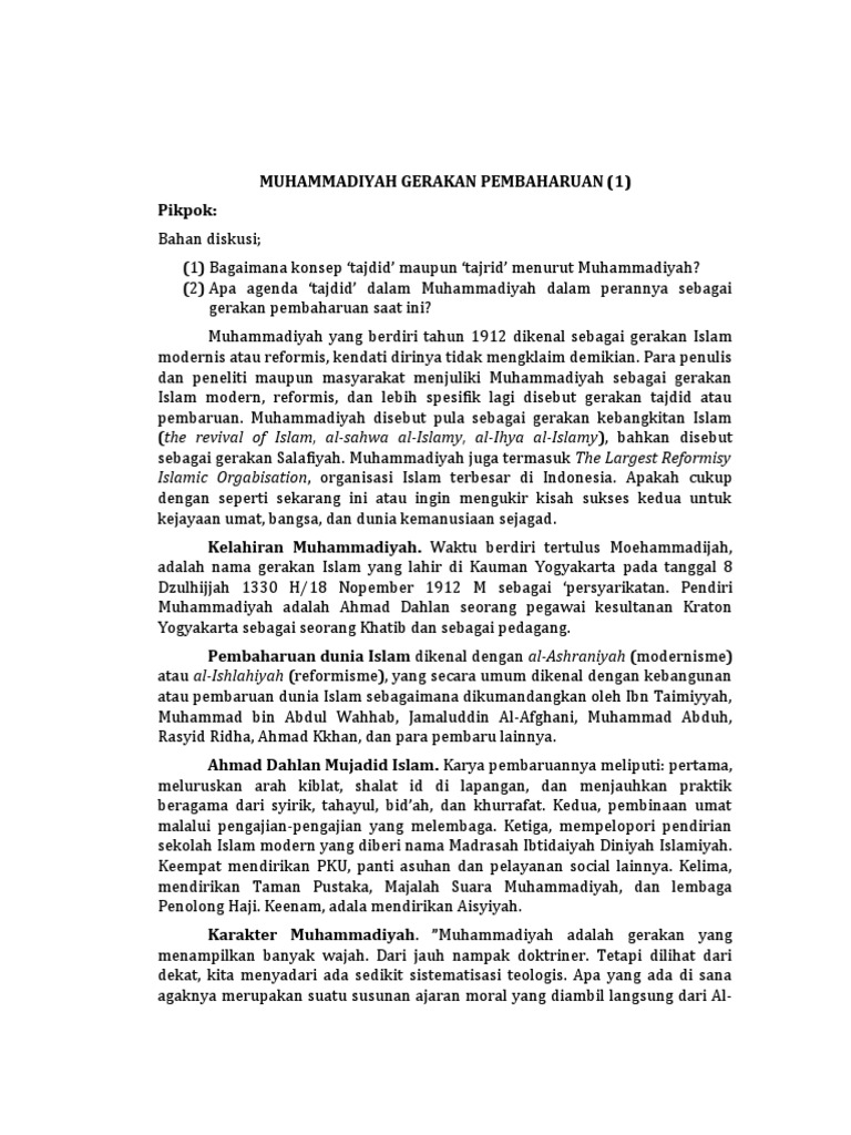 Pembaharuan Muhammadiyah dan Tajdid | PDF