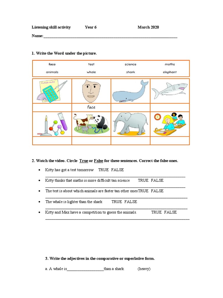 Year 6 Listening Skills Activity | PDF