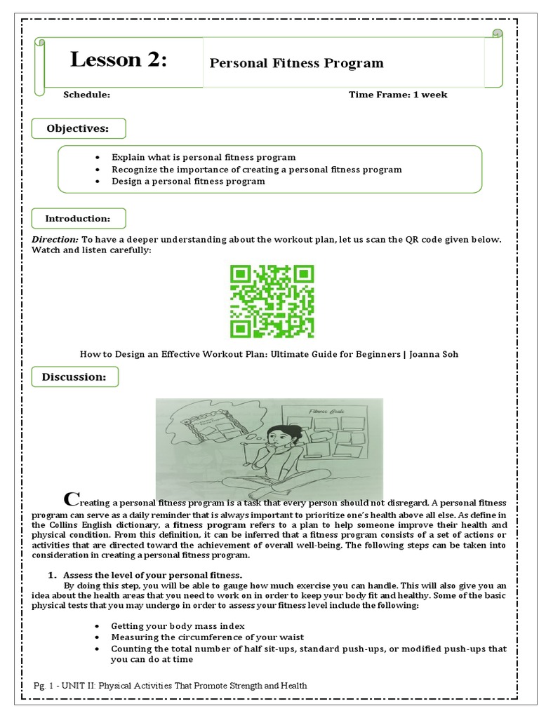 Lesson 2:: Personal Fitness Program | PDF | Physical Fitness | Wellness