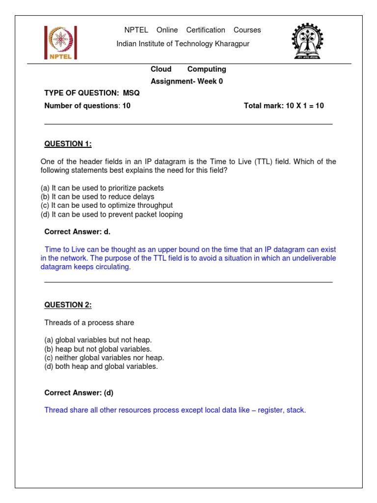 NPTEL CC Assignment 0 | PDF | Network Socket | Transmission Control ...