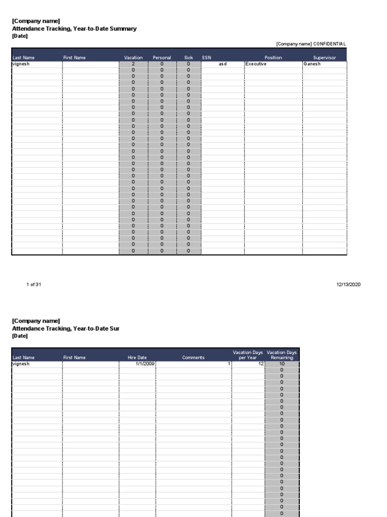 Employee Attendance Tracker1 | PDF | Leisure | Business