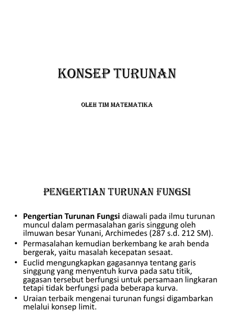 Minggu Ke 10 Konsep Turunan PDF | PDF
