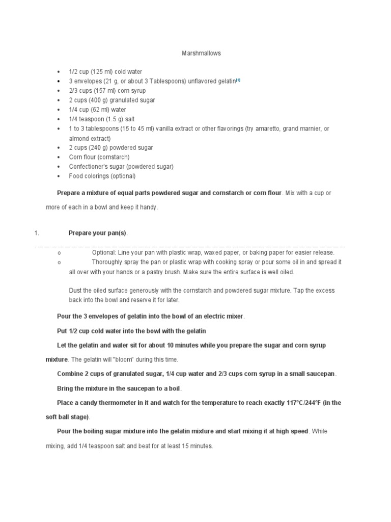 Marshmallows | PDF | Marshmallow | Food Ingredients