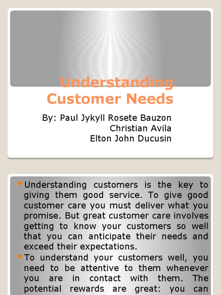 Understanding Customer Needs and Expectations | PDF | Customer ...