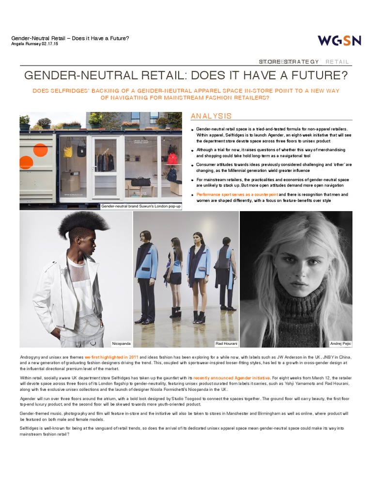 Gender-Neutral Retail - Does It Have A Future? | PDF | Retail | Fashion