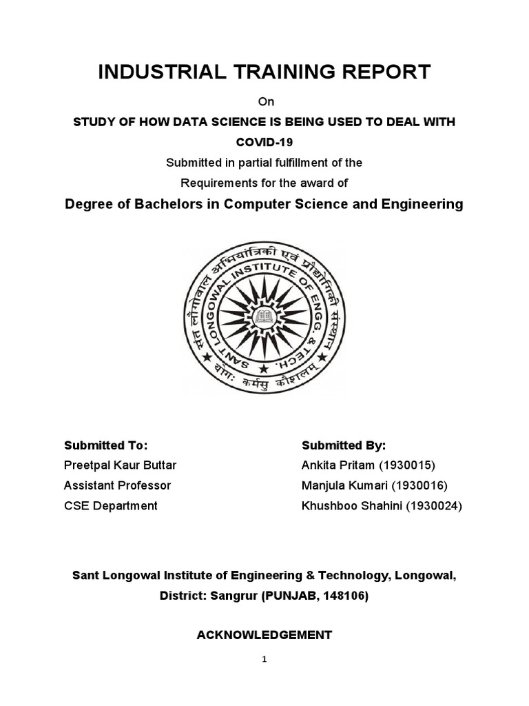 Industrial Training Report | PDF | Data Analysis | Data