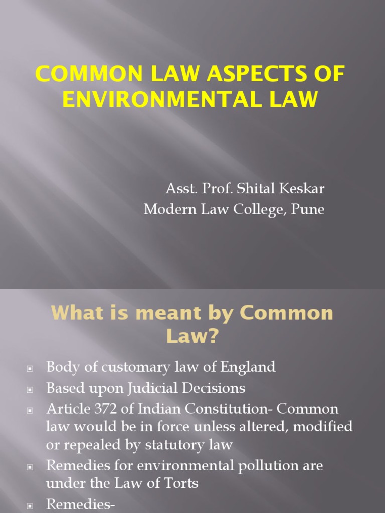 Common Law Remedies in Environmental Law | PDF | Nuisance | Tort