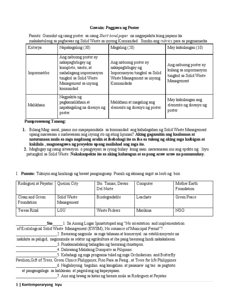 AP 10 Kontemporaryong Isyu Week 1 4 mODYUL | PDF