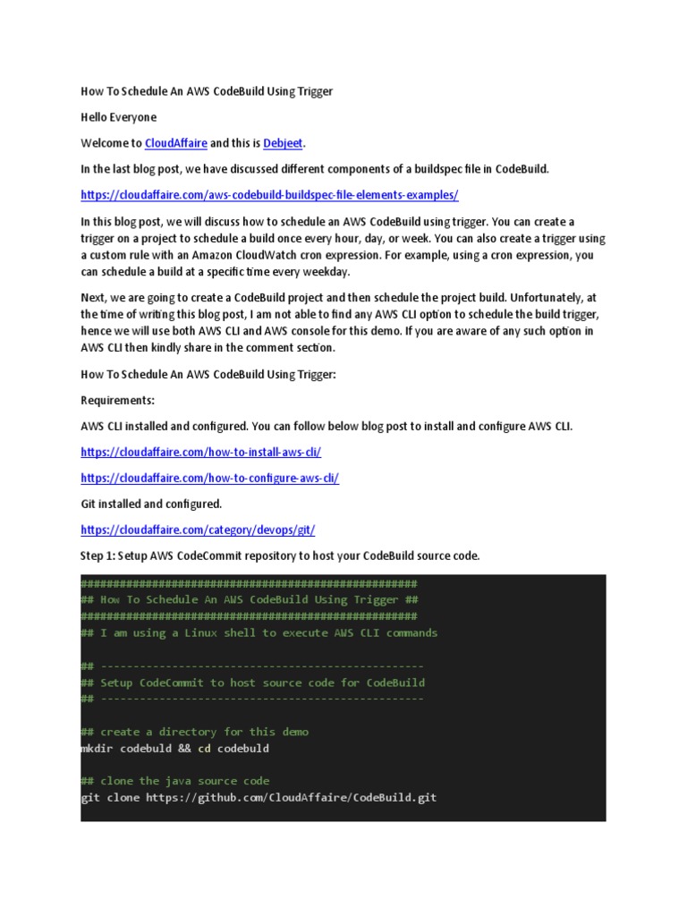 4 How To Schedule An AWS CodeBuild Uisng Trigger Using AWS CLI | PDF ...