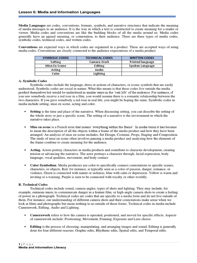 Understanding Media Languages and Codes | PDF | Cinematography | Narrative