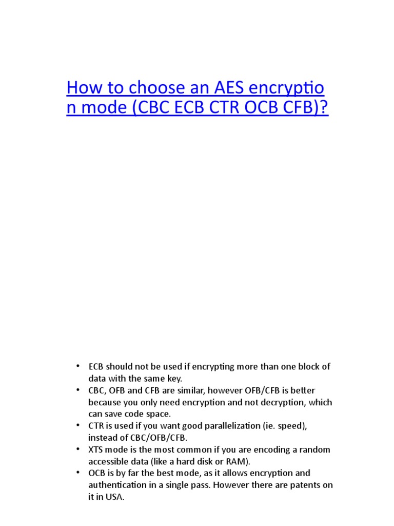 How To Choose AES Mode | PDF | Cryptography | Crime Prevention