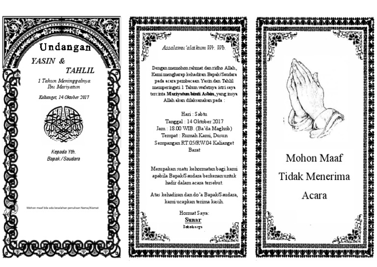 Undangan Yasin Tahlil | PDF