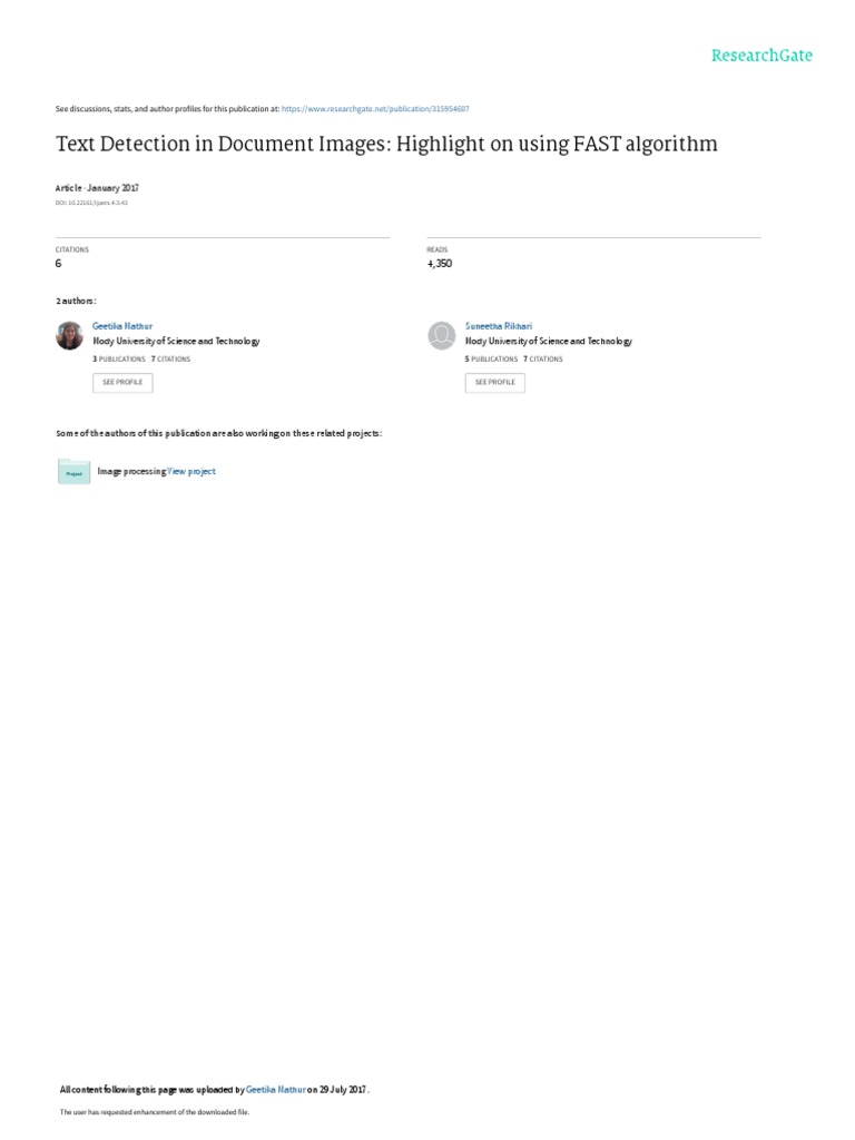Text Detection In Document Images Highlight On Using Fast Algorithm