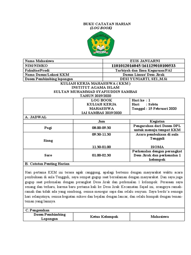 Log Book KKM IAI Sambas 2019/2020 | PDF