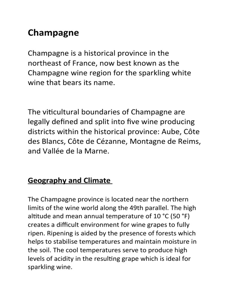Champagne: Geography and Climate | PDF