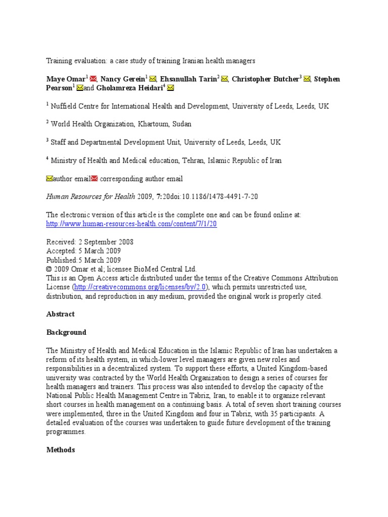 Maye Omar Pearson: Human Resources For Health 2009, 7:20doi:10.1186/1478-4491-7-20 | PDF ...