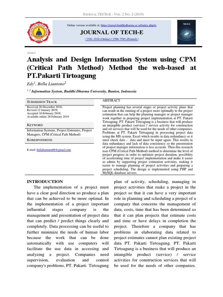 Analysis and Design of Web-Based Project Estimation Information System ...