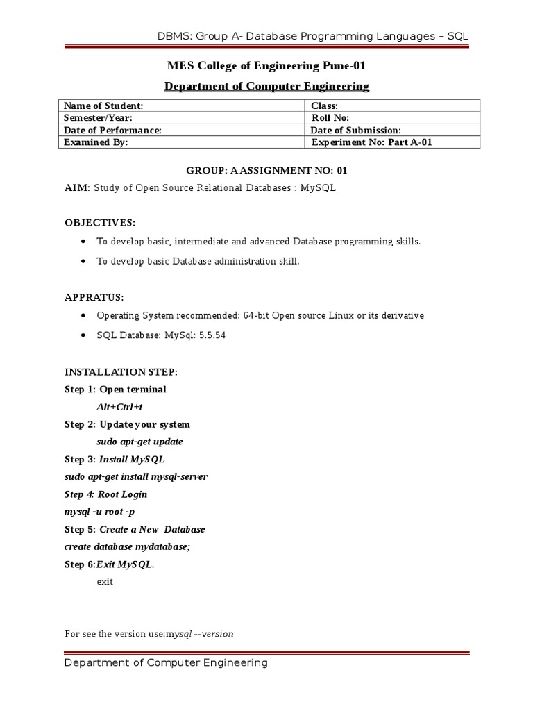 Group A Mysql Handout PDF | PDF | Sql | Databases