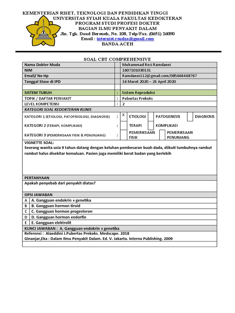 Vignette Pubertas Prekoks | PDF | Pengembangan Diri | Kesehatan Holistik