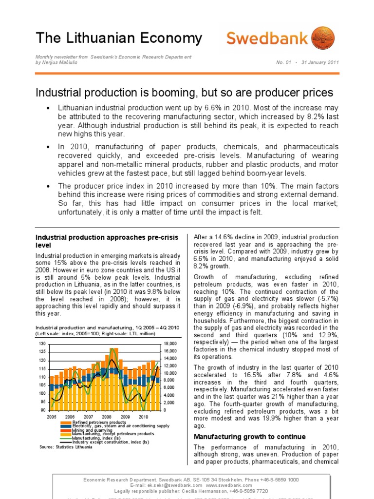 The Lithuanian Economy No 1/2011 | PDF | Lithuania | Prices