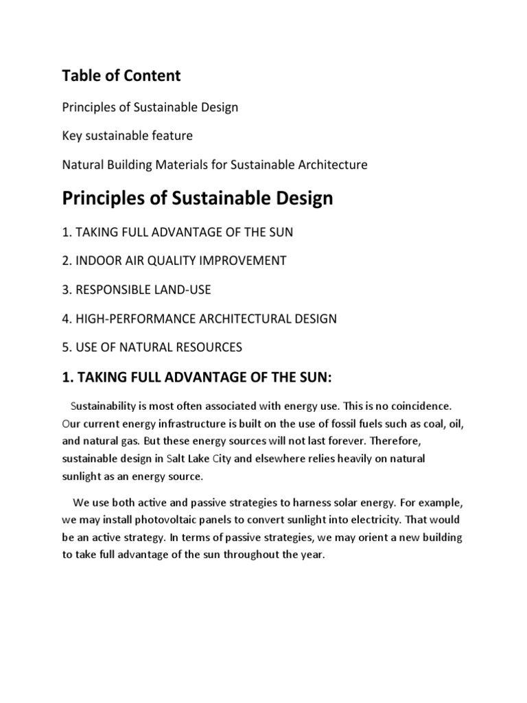 Principles of Sustainable Design | PDF | Sustainable Design | Energy ...