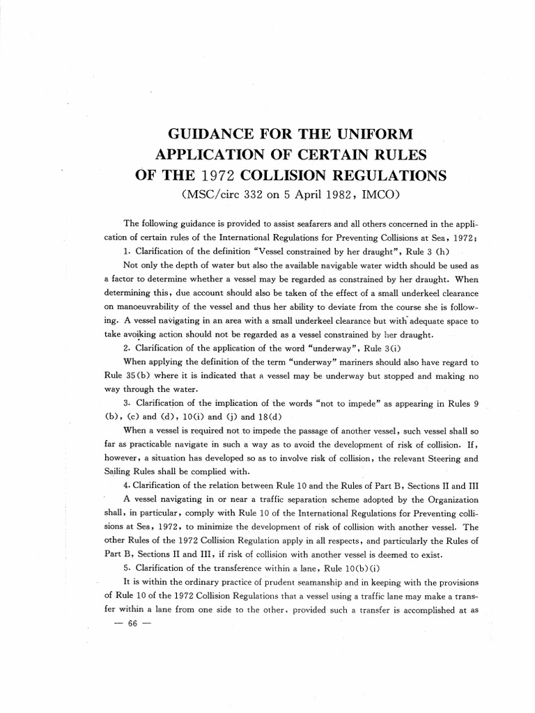 Guidance For The Uniform Application of COLREGs | PDF