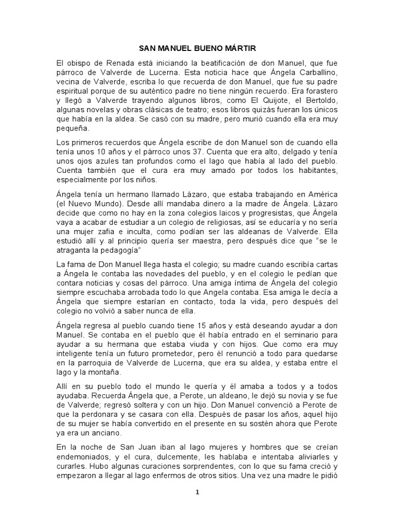 San Manuel Bueno Mártir | PDF | Comportamiento religioso y experiencia ...