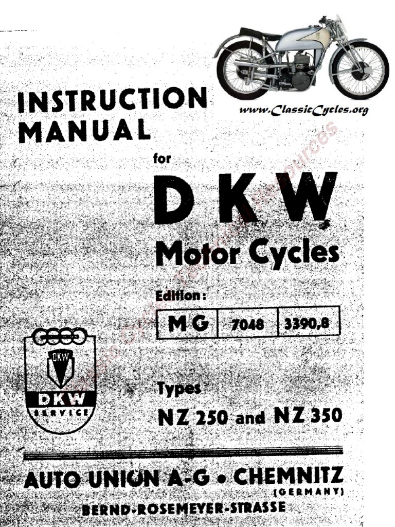 DKW NZ 250 350 Owners Maintenance Instruction Manual | PDF | Clutch ...