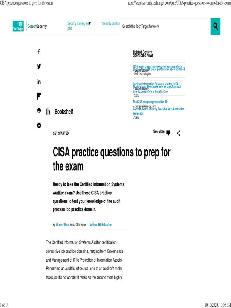 CISA Practice Questions To Prep For The Exam | PDF | Audit | Sampling ...