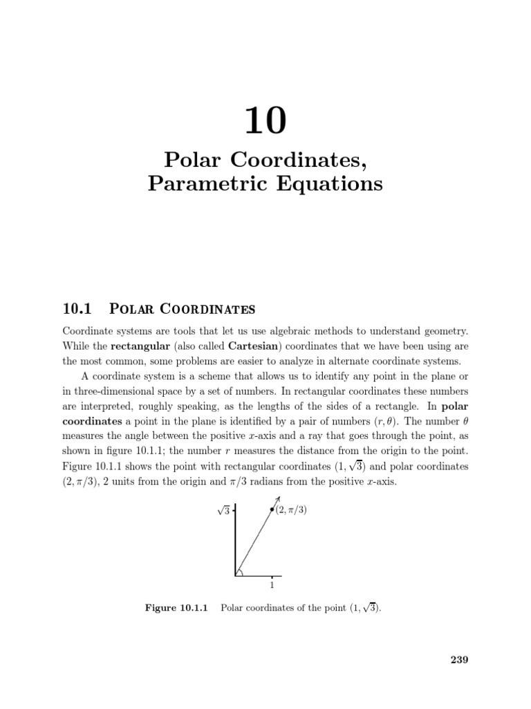 Calculus 10 Polar Coordinates Parametric Equations Pdf Pdf