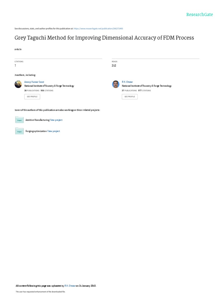 Grey Taguchi Method For Improving Dimensional Accu | PDF | Artificial ...