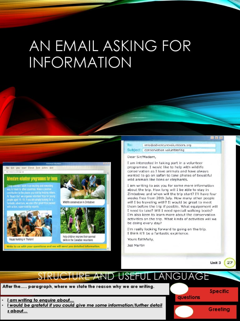 Email Asking For Information | PDF | Verb | Question